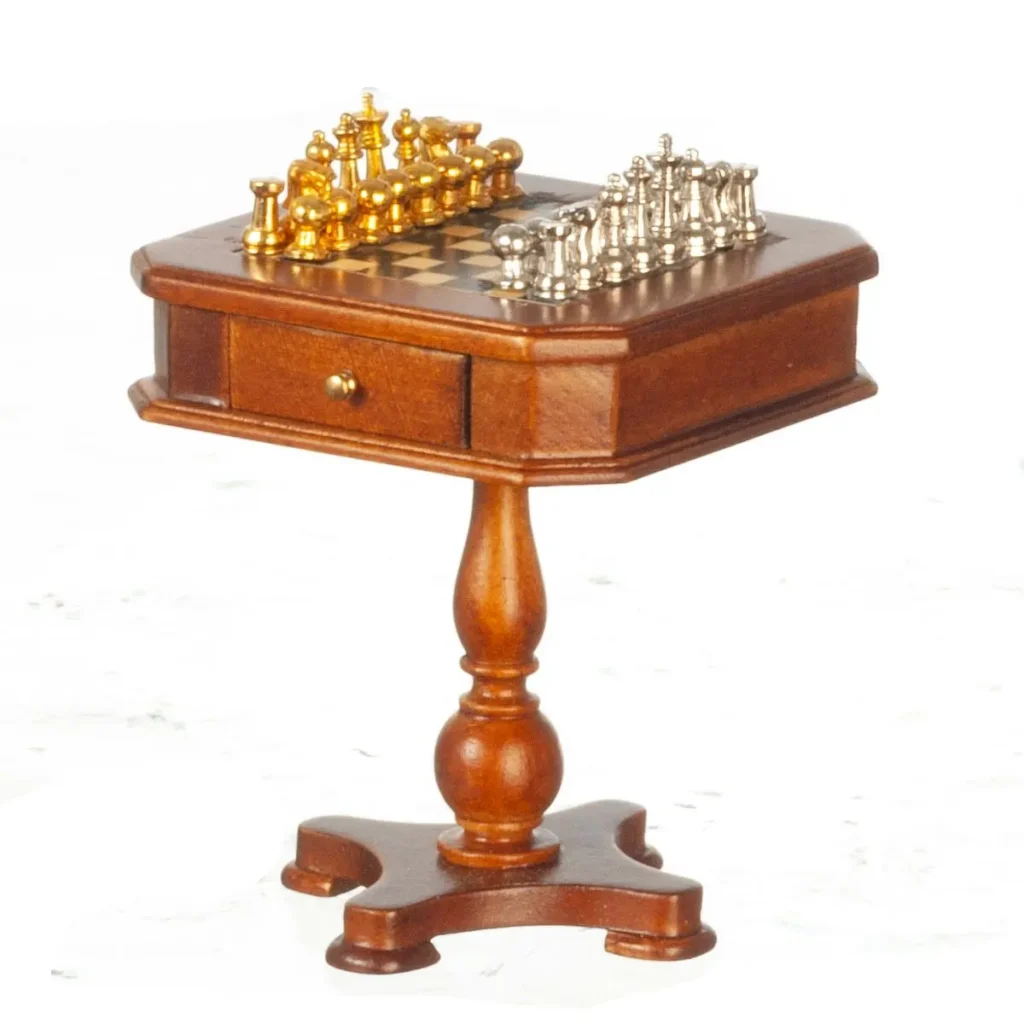 Victorian Chess Table /walnut JJ21026WN - Dolls House Direct