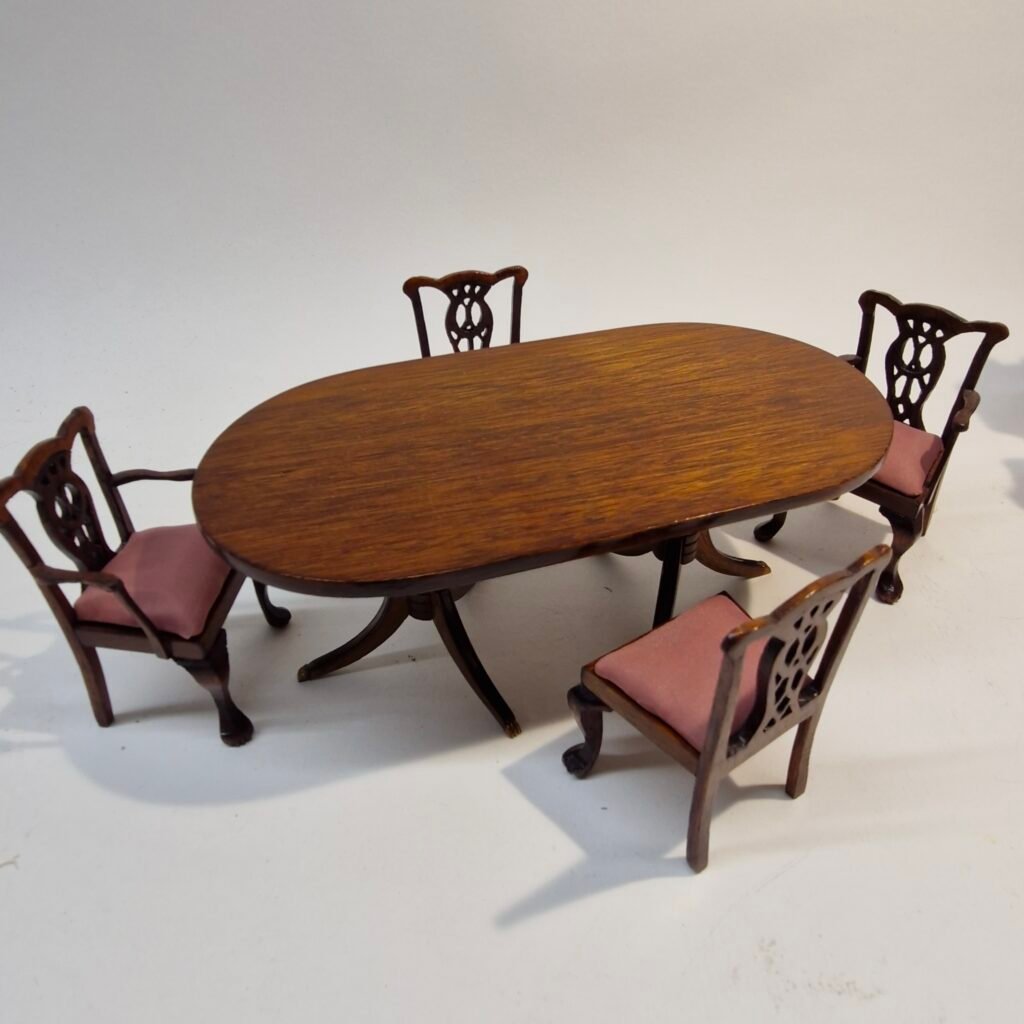 1/12th Scale Doll House Miniature, Furniture, Dining table and chairs ...